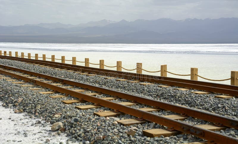 Old Railway in Chaka Salt Lake Stock Image - Image of destinations ...