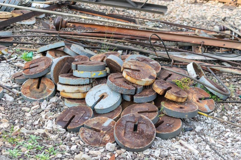 Old Railway Scrap with Poles Stock Photo - Image of vintage, pole ...