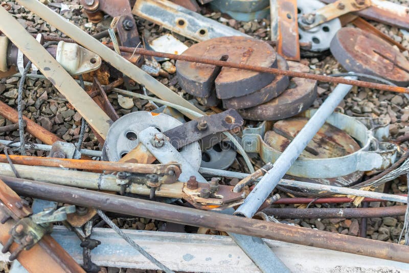 Old Railway Scrap with Poles Stock Photo - Image of dirty, rail: 282428108