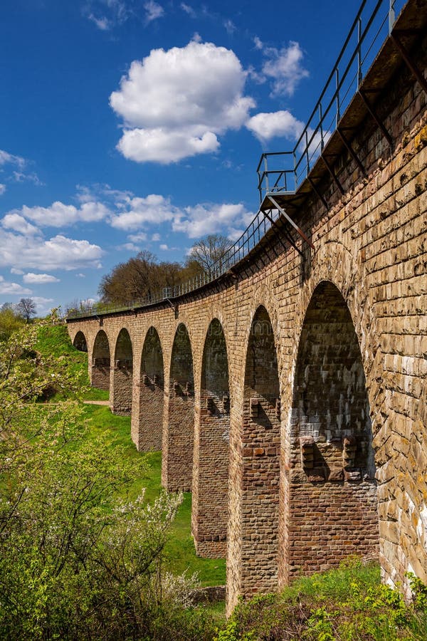 Old Railway Stone Viaduct in the Spring in Sunny Day Stock Image ...