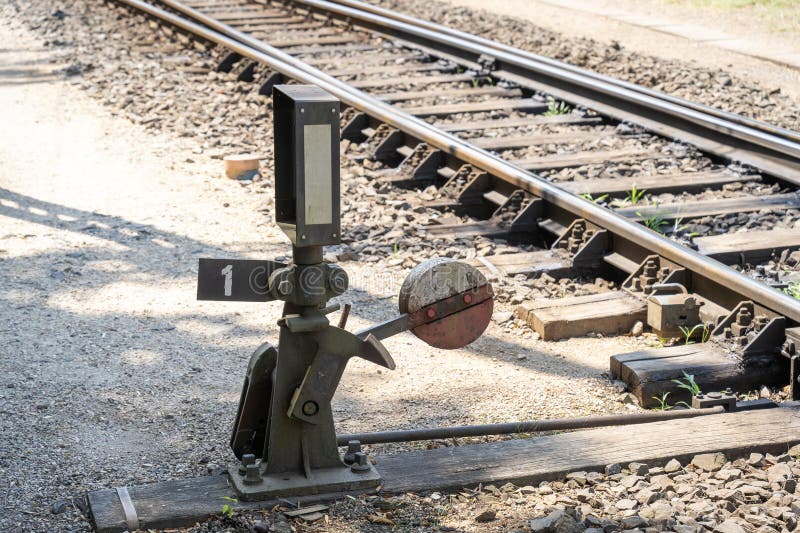 Old Railway Switch with Train Tracks in the Background in Hungary Stock ...