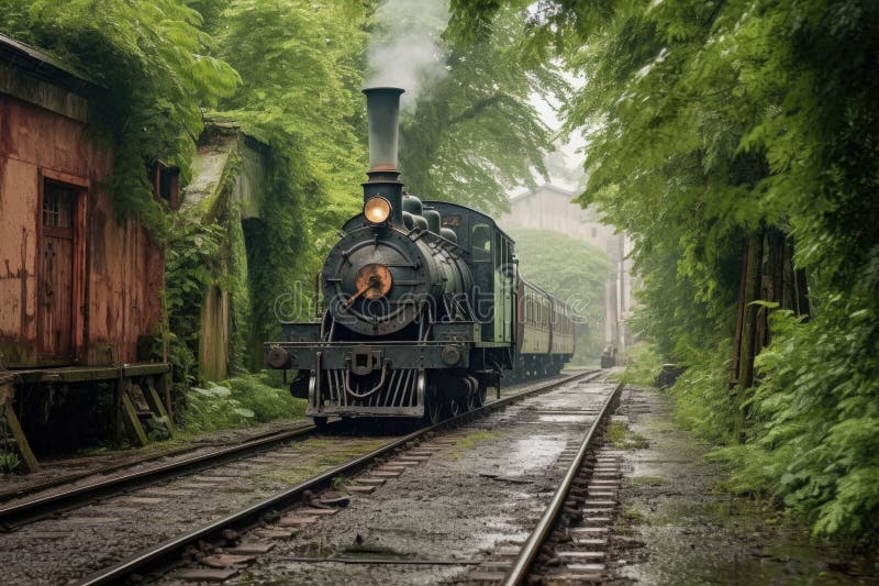 Old Railway Track with a Restored Steam Engine Stock Image - Image of ...