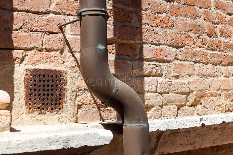Gutter and brick wall stock photo. Image of gutter, detail - 32469984