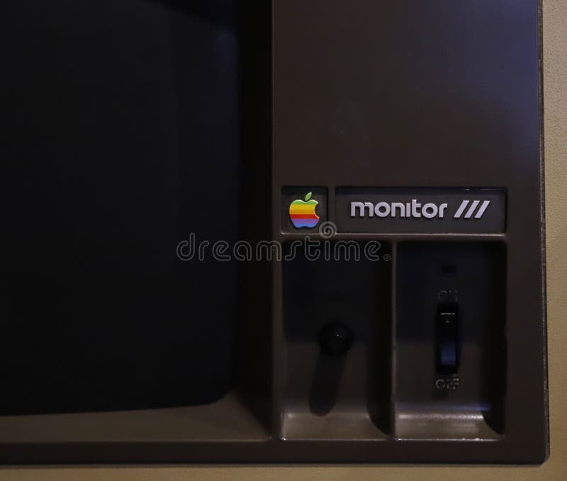 Old Rainbow Apple Logo on Old Macintosh Computer. Editorial Photo ...