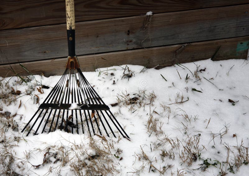 Old rake and snow stock image. Image of grass, dirty - 30632913