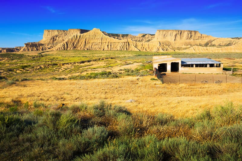 Old Ranch at Desert Landscape. Stock Image - Image of bardenas, arid ...