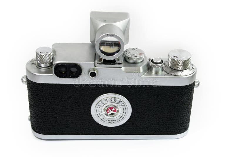 Old Rangefinder Camera Isolated, Back View Stock Image - Image of ...
