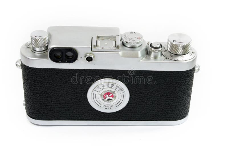 Old Rangefinder Camera Isolated, Back View Stock Image - Image of ...