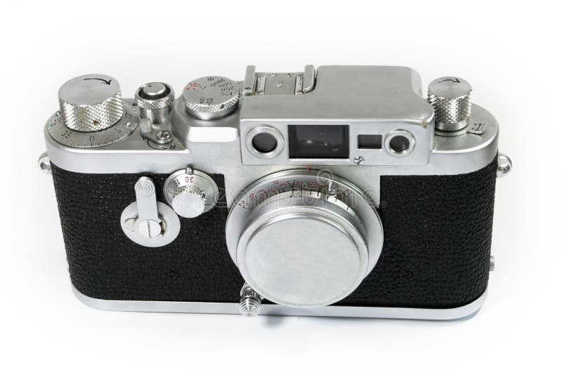 Old Rangefinder Camera Isolated, Back View Stock Image - Image of ...