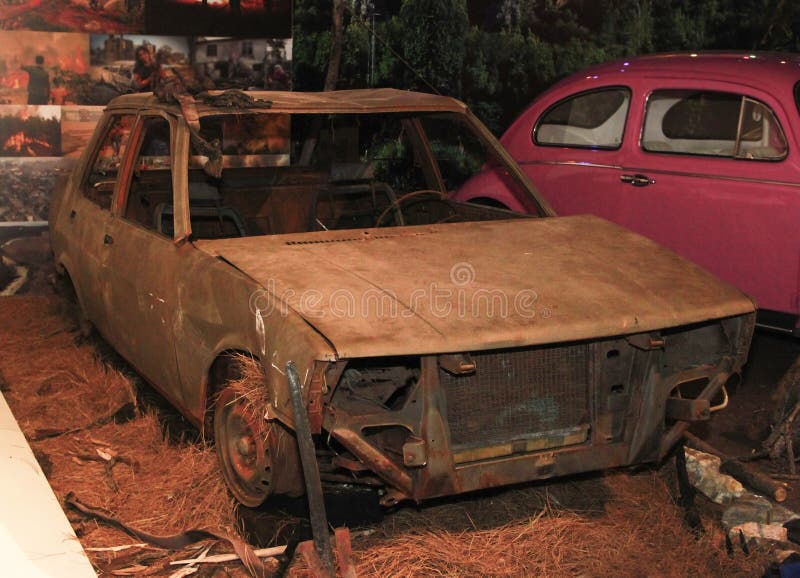 An Old Rare Passenger Car Burned Down Stock Image - Image of broken ...