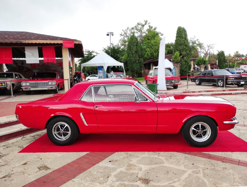 An Old Rare Red Retro Car at the Exhibition Editorial Stock Image ...