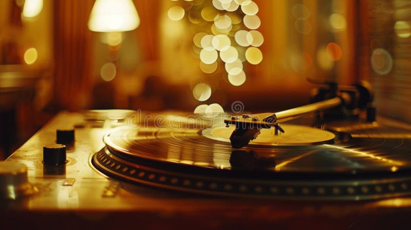 An Old Record Player Spinning a Country Record Creating a Warm and ...