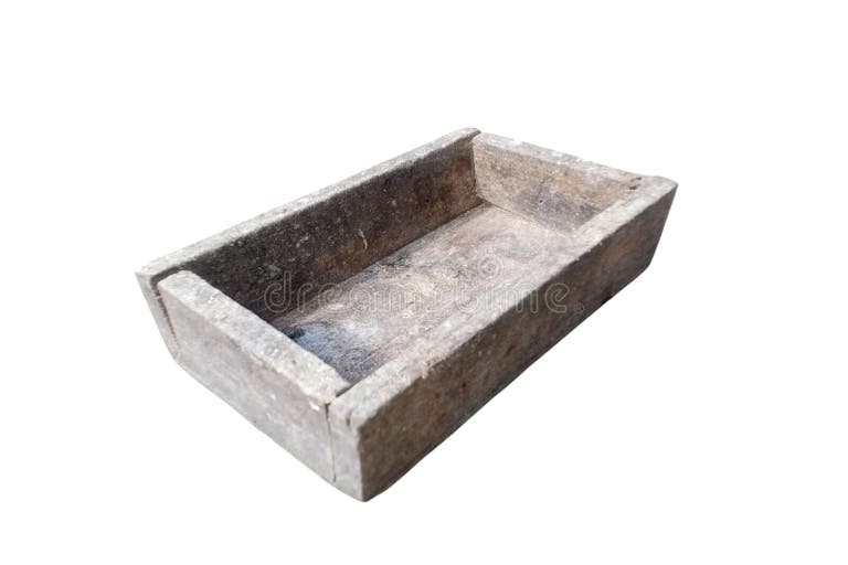 Old Rectangular Concrete Container Mold with Rough Texture, White ...