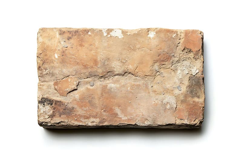 Old Rectangular Stone Brick on White Background, Top View Stock Image ...
