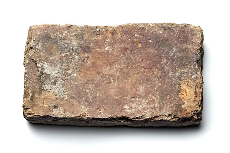 Old Rectangular Stone Brick on White Background, Top View Stock Photo ...