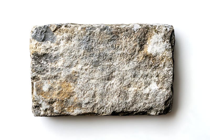 Old Rectangular Stone Brick on White Background, Top View Stock Photo ...