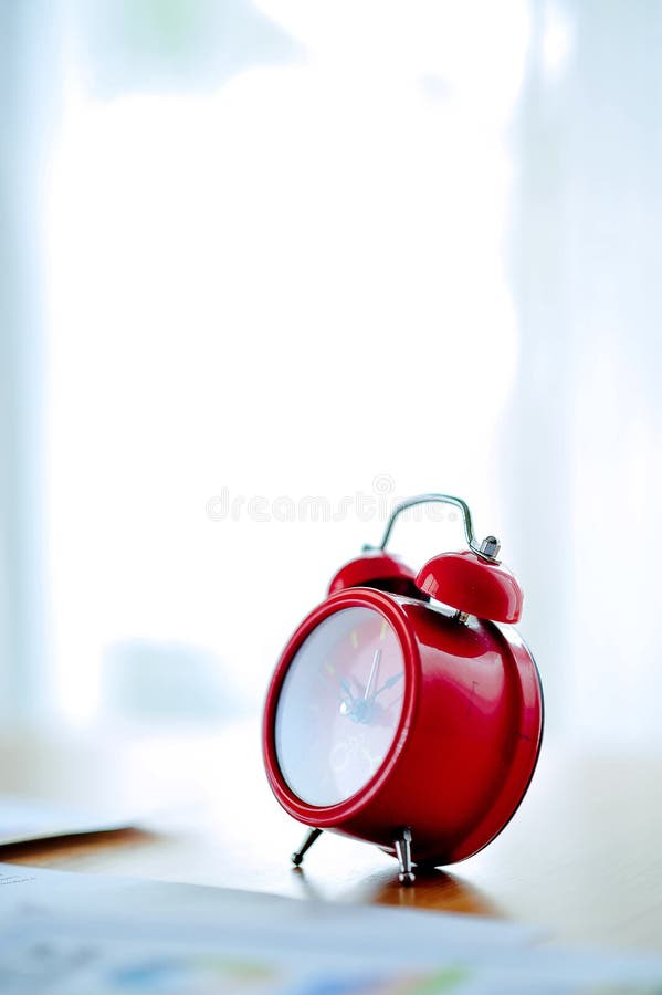Old Red Alarm Clock, Red Alarm Clock Placed in the Workspace. White ...