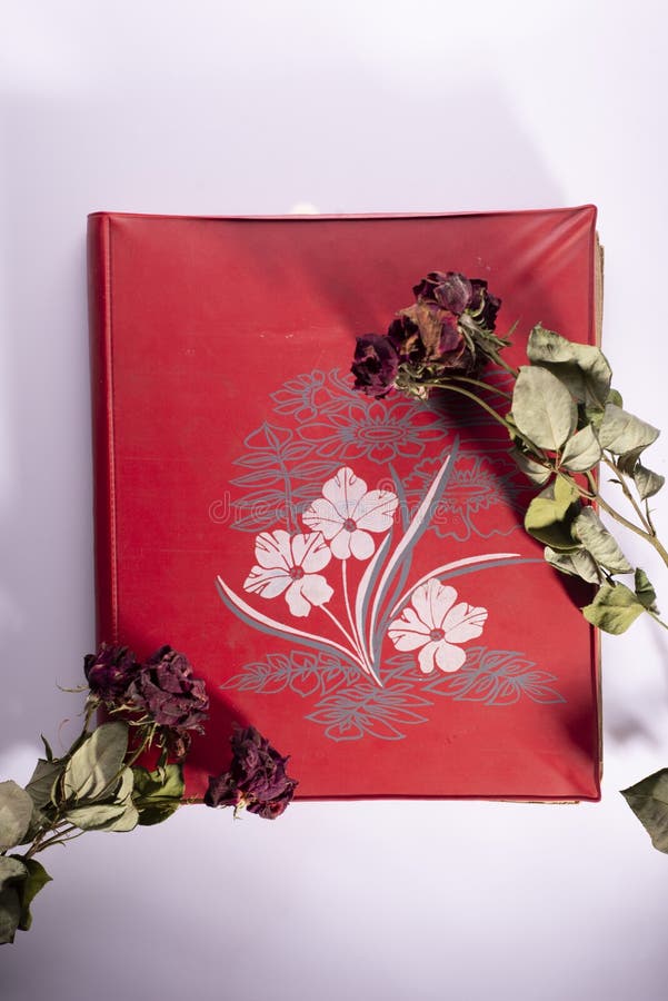 Old Red Album with Flowers on a White Background Stock Image - Image of ...