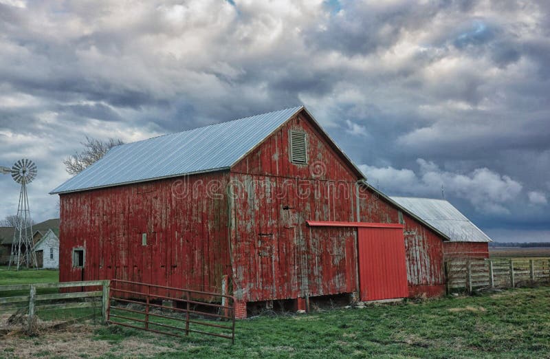Old Red Barn stock photo. Image of wood, clouds, farm - 147647520