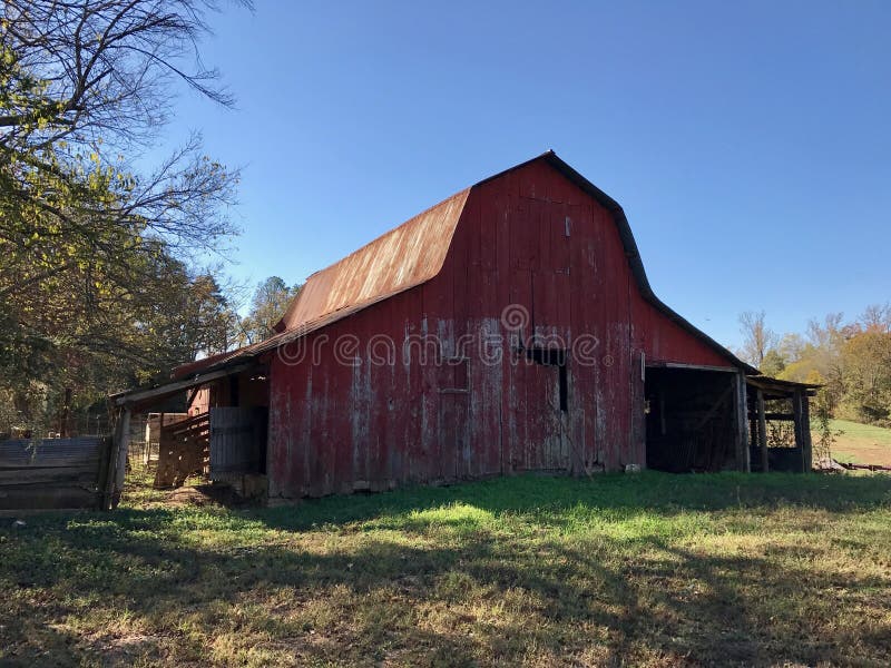 Old Red Barn on the farm stock image. Image of used, sunrise - 82093287