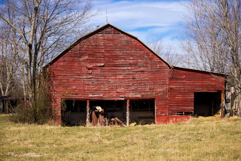 Old Red Barn stock photo. Image of winter, rural, grass - 40347534