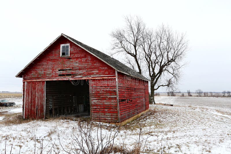 Old Red Barn in Illinois Close Up Stock Image - Image of rancher ...