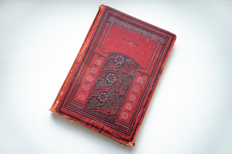 An Old Red Book with Patterns on a White Isolate. Stock Photo - Image ...