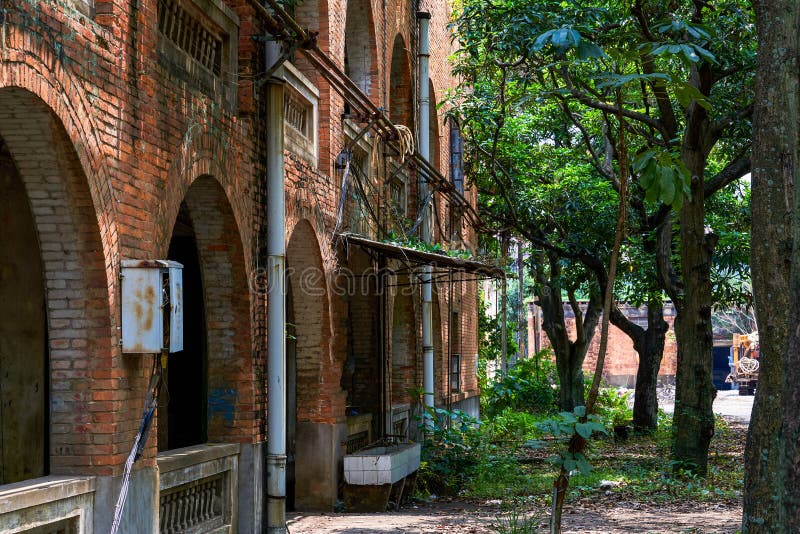 An Old Red Brick Building Production Workshop and Factory Building ...