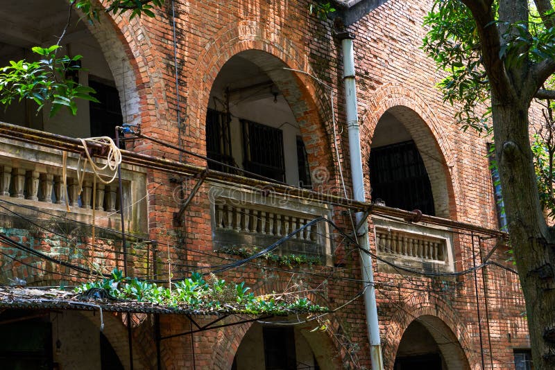 An Old Red Brick Building Production Workshop and Factory Building ...