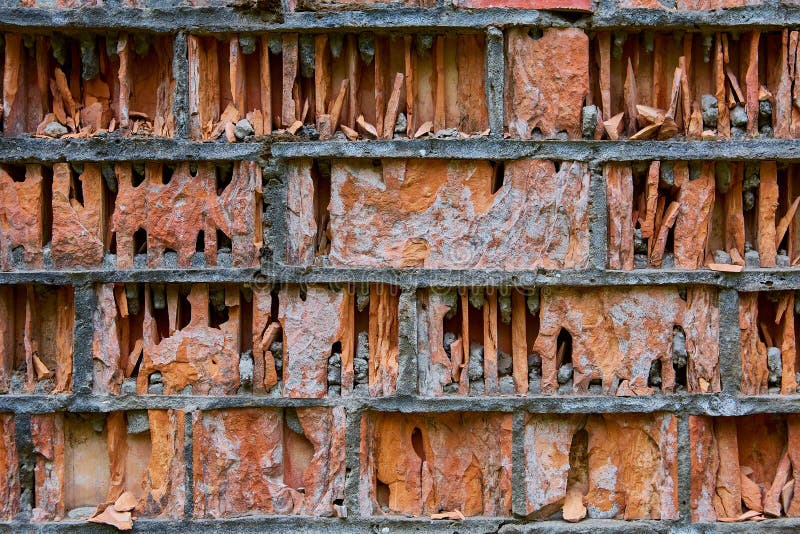 Old Red Brick Destroyed by Erosion Weathering and Eolation Stock Photo ...