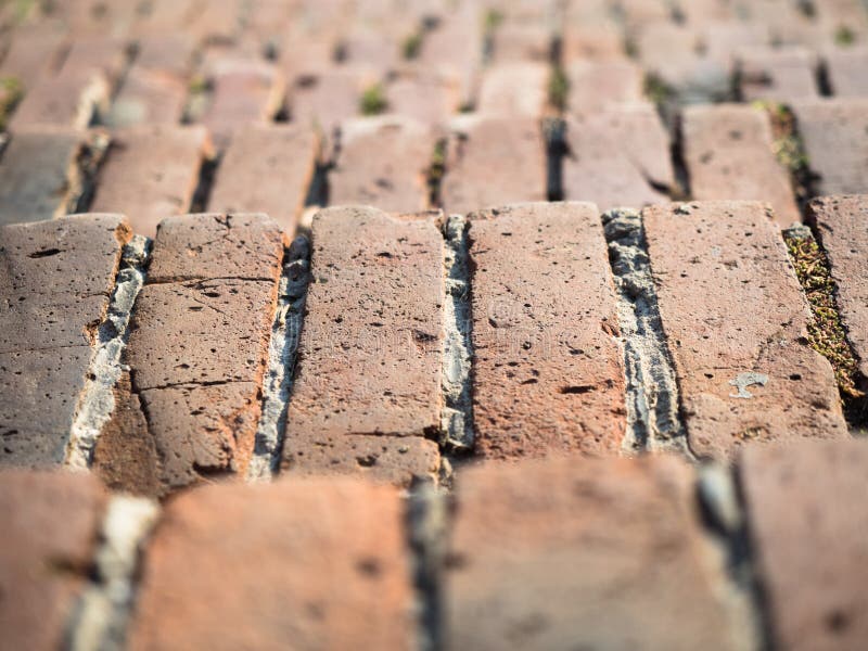 An Old Red Brick Down Stairs Texture Close Up. Stock Image - Image of ...