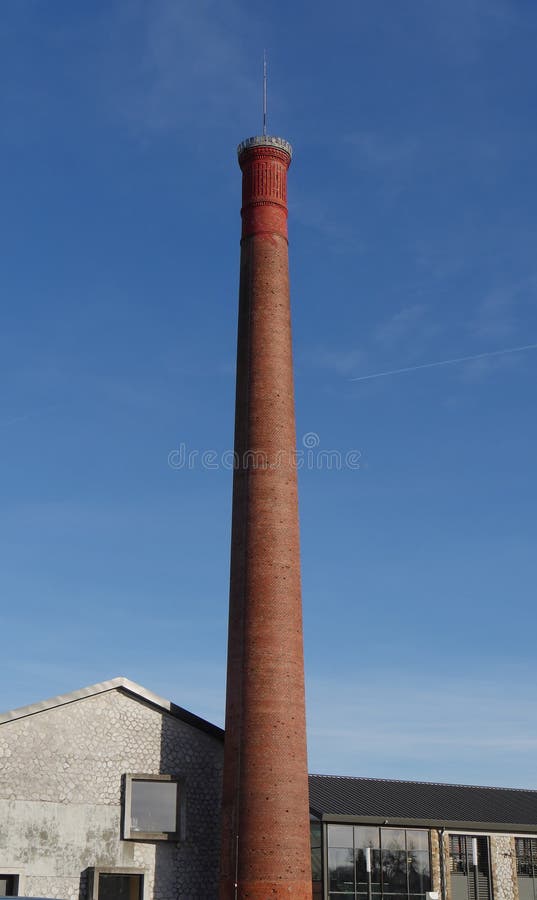 Old Red Brick Factory Chimney Stock Image - Image of antique, ecology ...