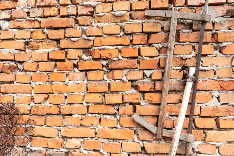Old Red Brick Falling Apart Wall Texture Background Stock Photo - Image ...
