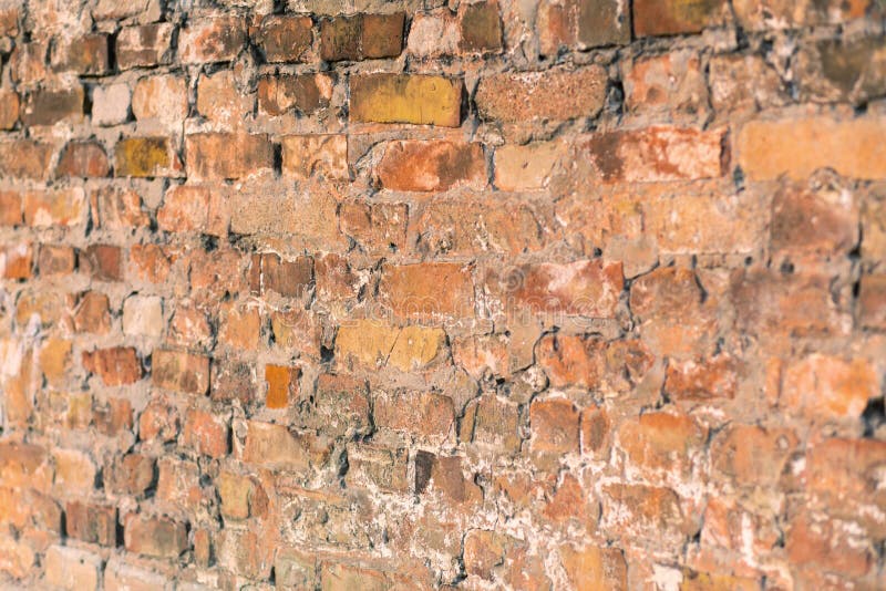 Old Red Brick Falling Apart Wall Texture Background Stock Image - Image ...