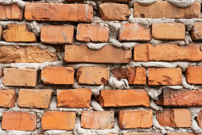 Old Red Brick Falling Apart Wall Texture Background Stock Image - Image ...