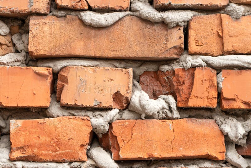 Old Red Brick Falling Apart Wall Texture Background Stock Photo - Image ...