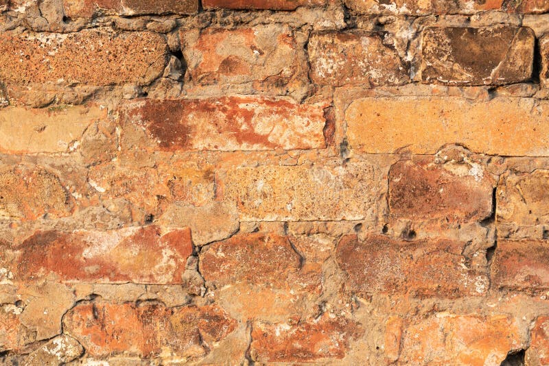 Old Red Brick Falling Apart Wall Texture Background Stock Photo - Image ...