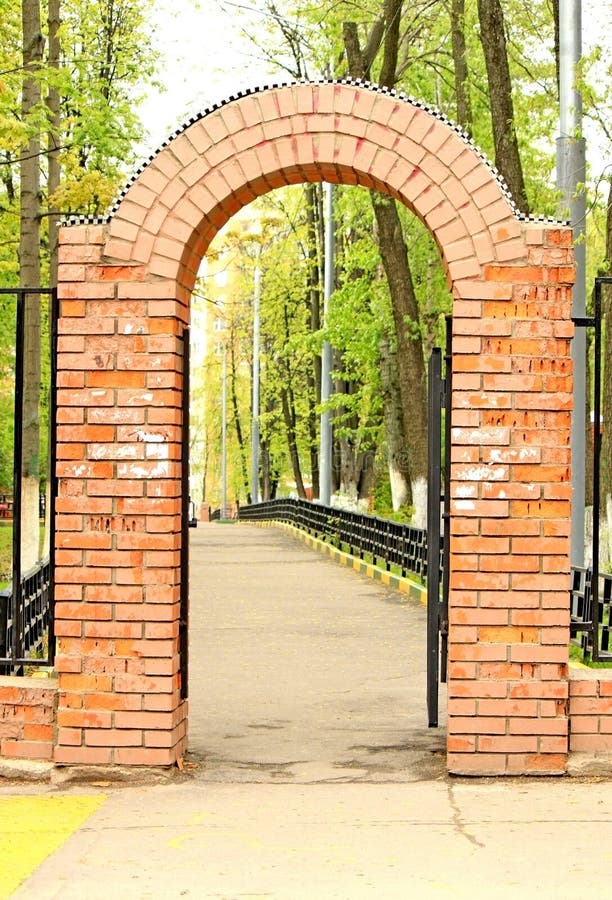 The old red brick gate stock image. Image of building - 25203497