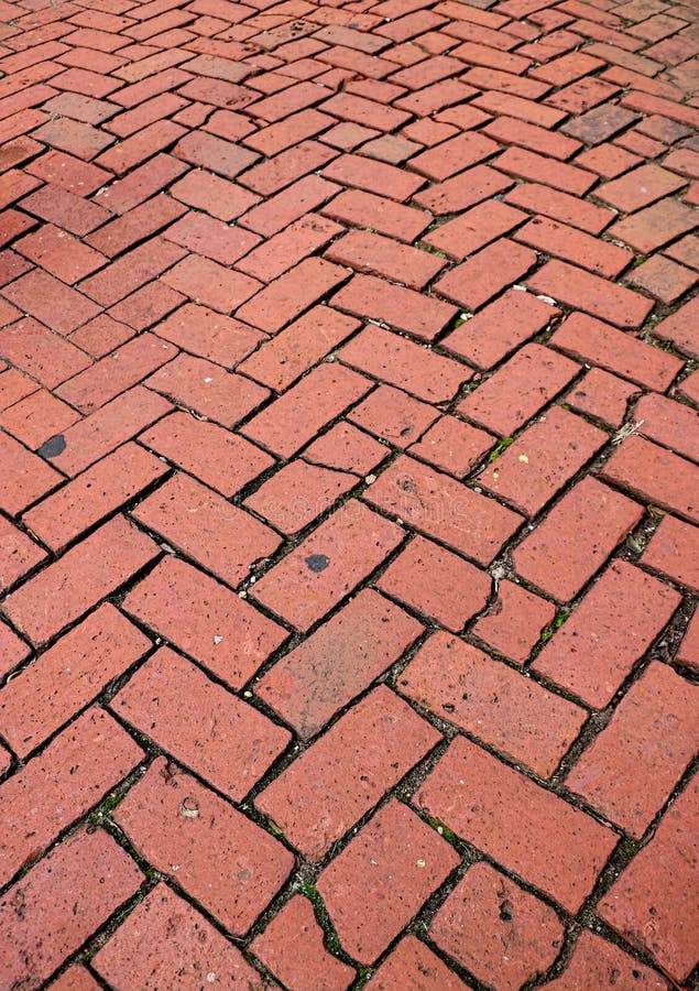 Old Red Brick Make an Angled Pathway and Fill the Screen Stock Image ...