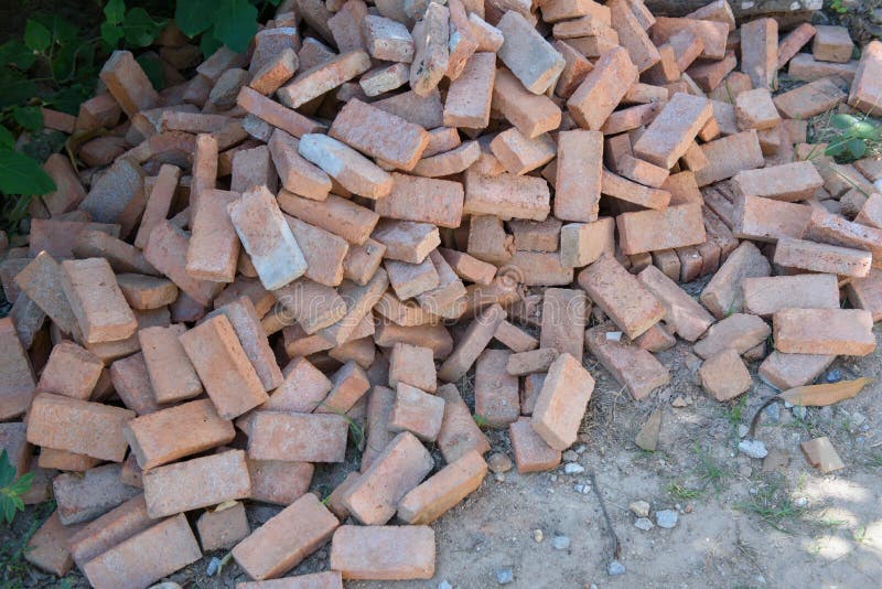 Old Red Brick Pile in the Construction Area Stock Image - Image of rock ...