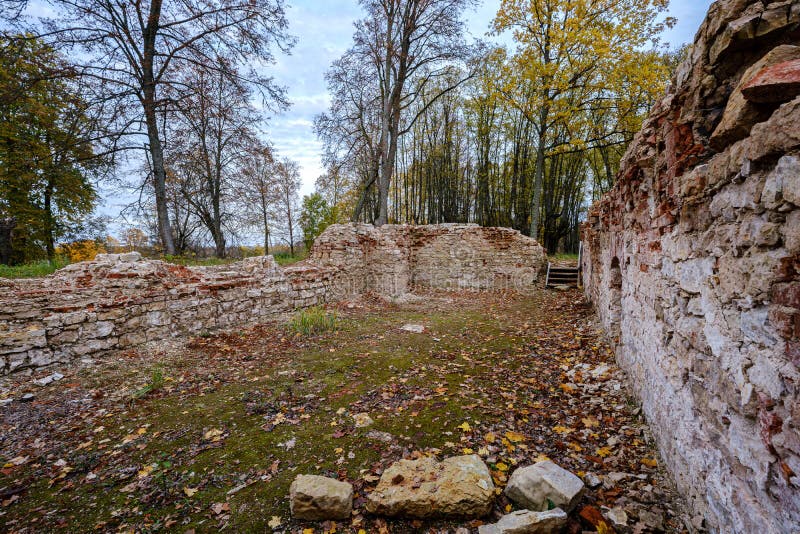 Old Red Brick Ruins of Ancient Castle Stock Image - Image of colored ...