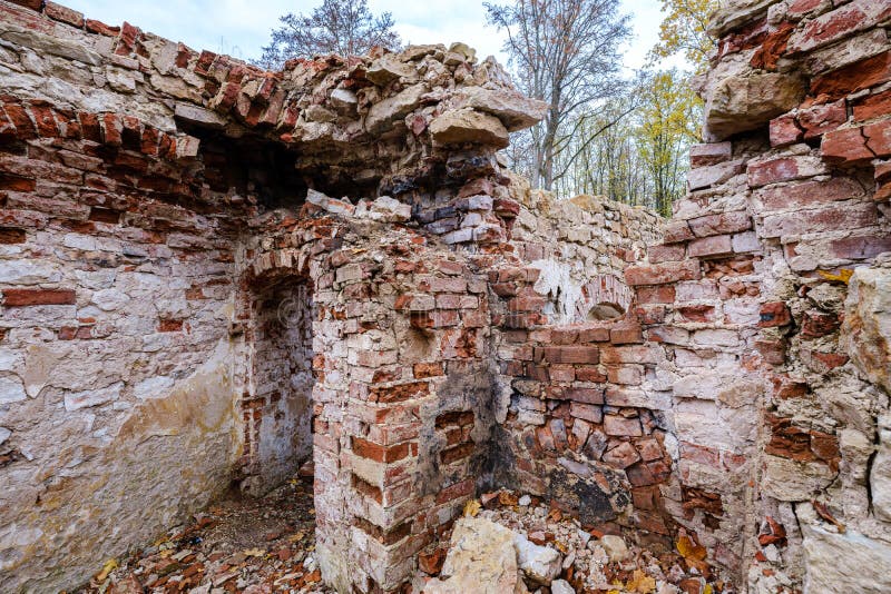 Old Red Brick Ruins of Ancient Castle Stock Image - Image of person ...