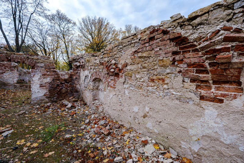 Old Red Brick Ruins of Ancient Castle Stock Photo - Image of castle ...