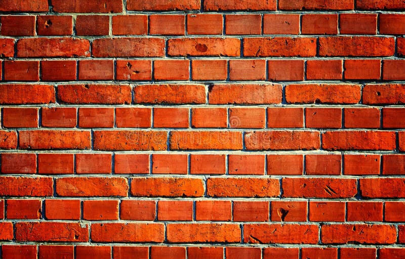 Old Red Brick Wall. Background with Spotlight Light in the Middle Stock ...