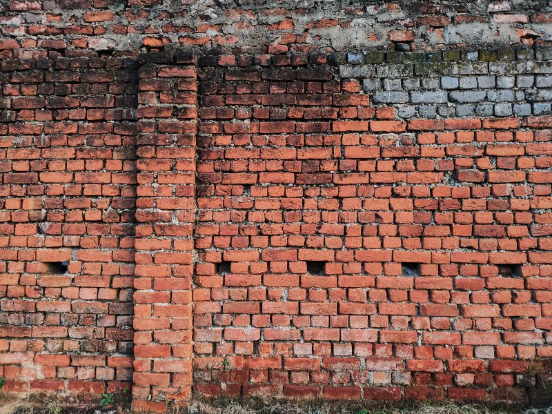 Old Red Brick Wall Having Rough Texture Stock Image - Image of brick ...
