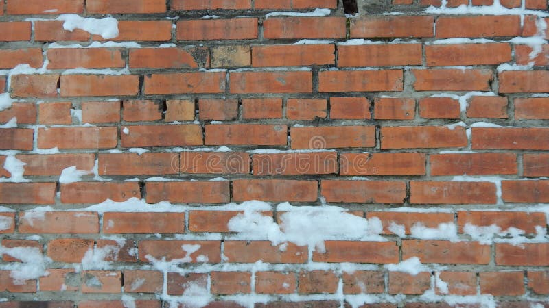 Snow Covered Old Brick Wall Stock Photo - Image of wall, brick: 170071316