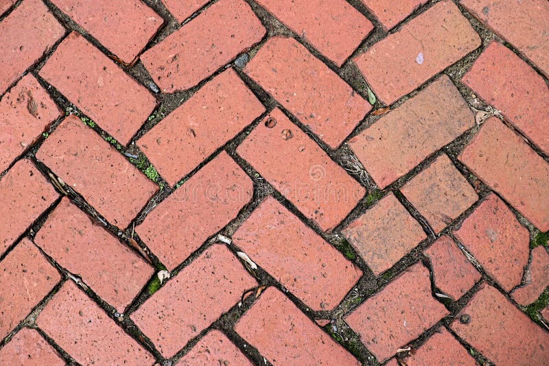 Old Red Brick Make an Angled Pathway and Fill the Screen Stock Photo ...