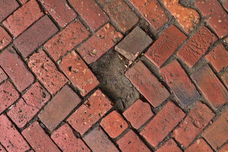 Old Red Brick Make an Angled Pathway and Fill the Screen Stock Photo ...