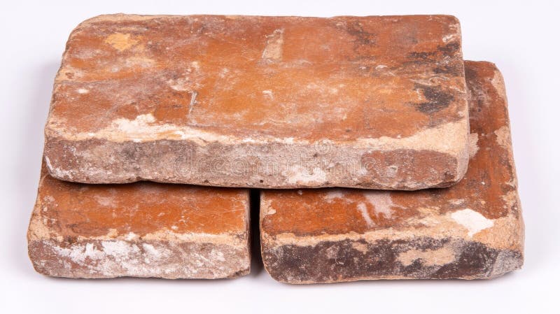 Old Red Bricks are Stacked and Set Against a Plain White Background for ...