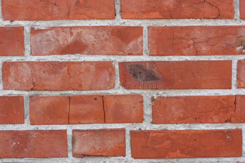 Old Red Brickwork with Different Defects Stock Image - Image of retro ...